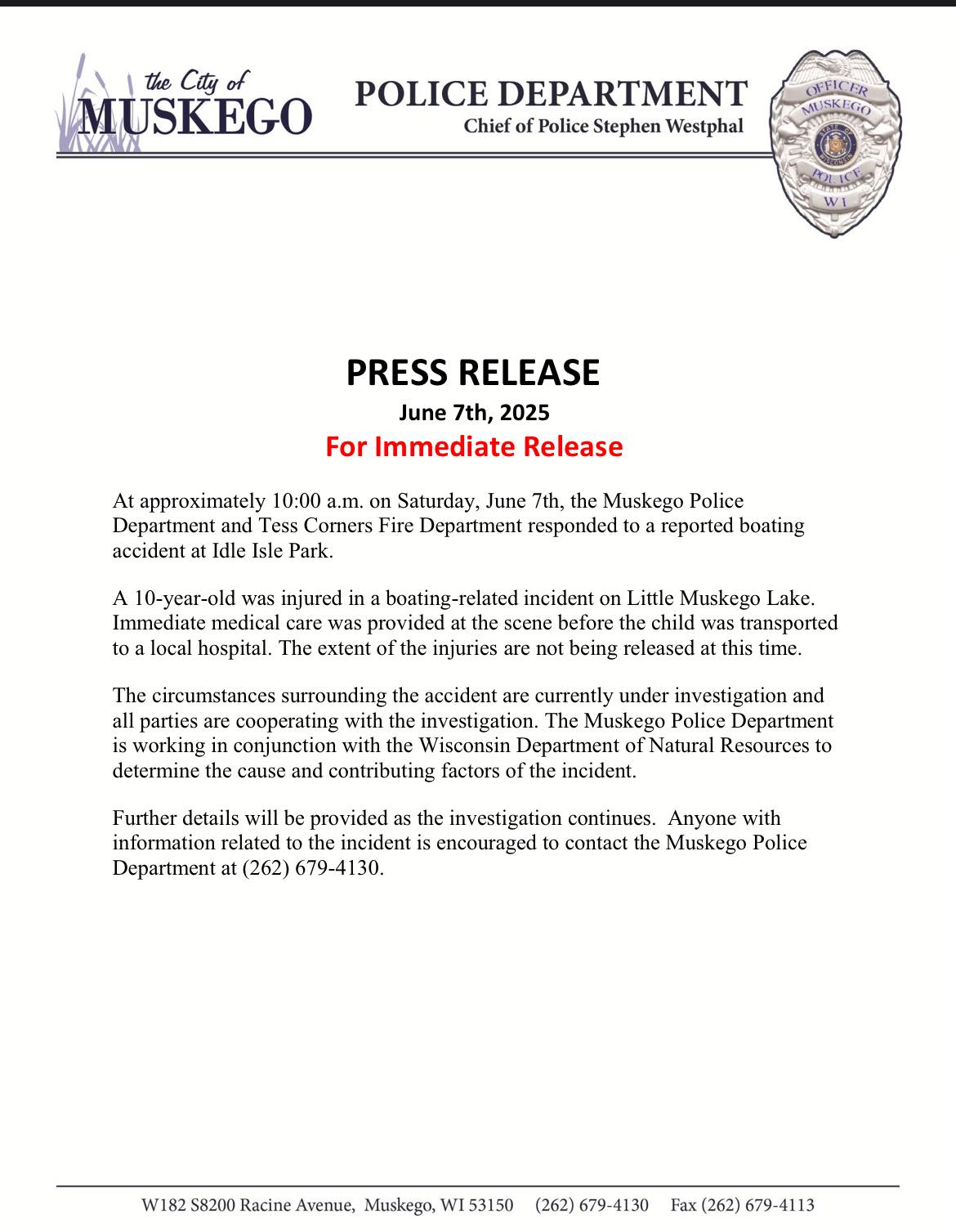 A child is dead after a boating accident on Little Muskego Lake - WTMJ