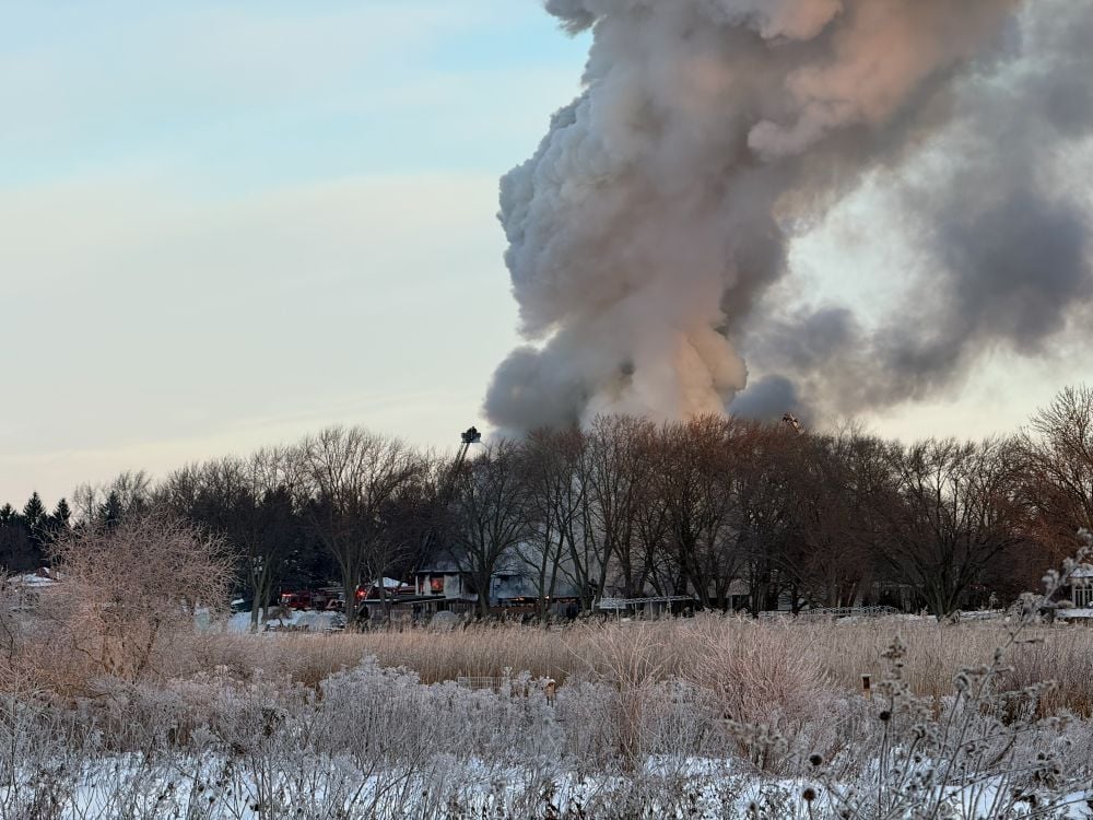 UPDATE: Crews battle massive fire at Bass Bay Brewhouse in Muskego - WTMJ