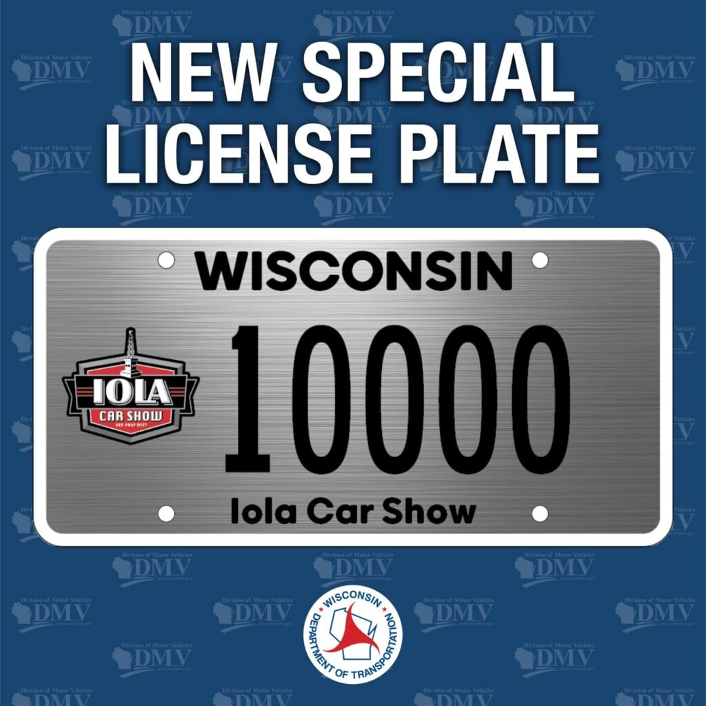 New license plate celebrates the Iola Car Show and Swap Meet - WTMJ
